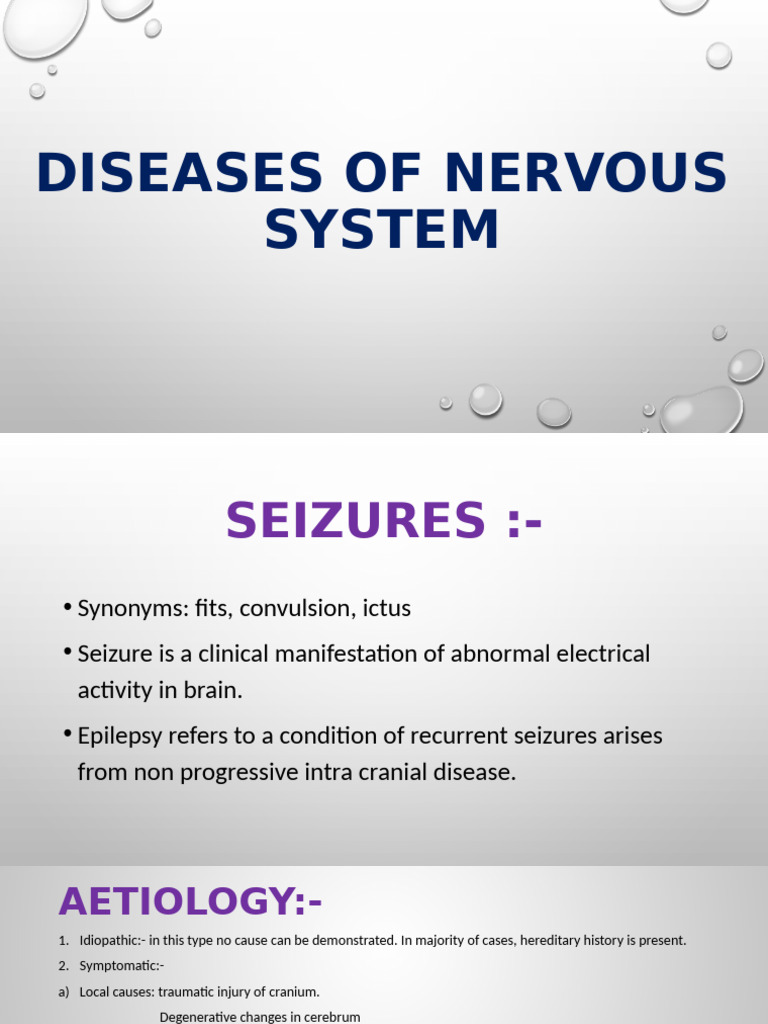 Diseases of Nervous System | PDF | Epilepsy | Traumatic Brain Injury