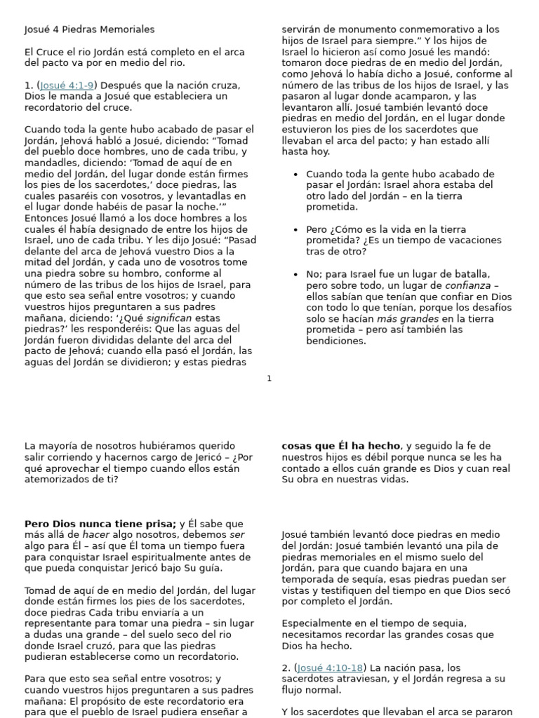 Josué 4 Piedras Memoriales | PDF | Arca de la Alianza | Joshua