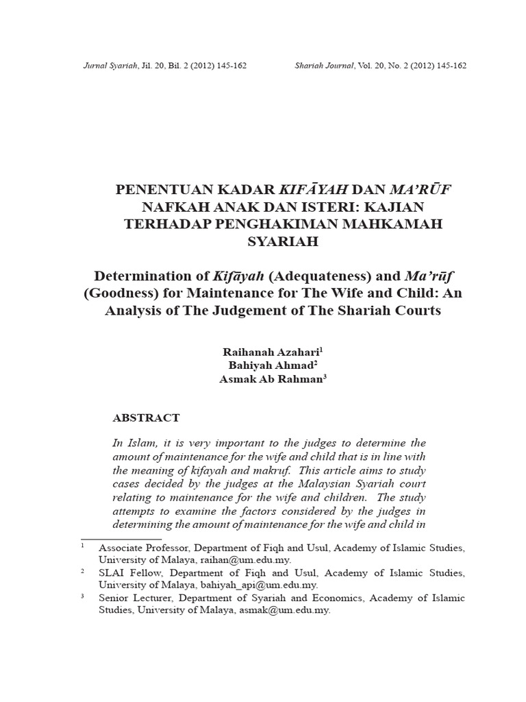 KIF YAH Ma'R F: Raihanah Azahari Bahiyah Ahmad Asmak Ab Rahman | PDF