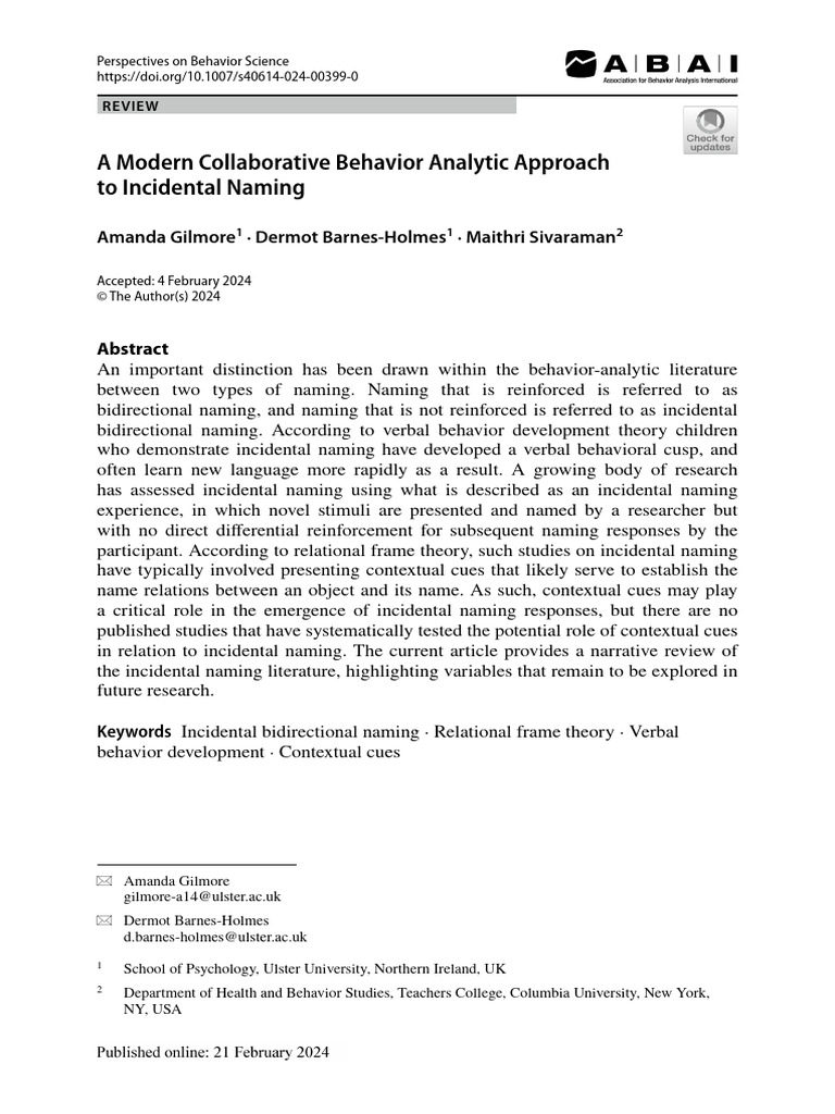 A Modern Collaborative Behavior Analytic Approach | PDF | Behaviorism | Reinforcement