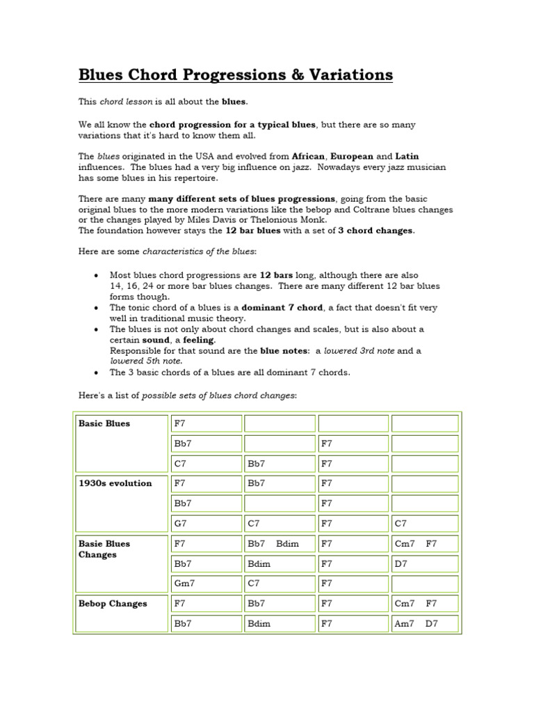 Chord Progressions | PDF | Chord (Music) | Jazz