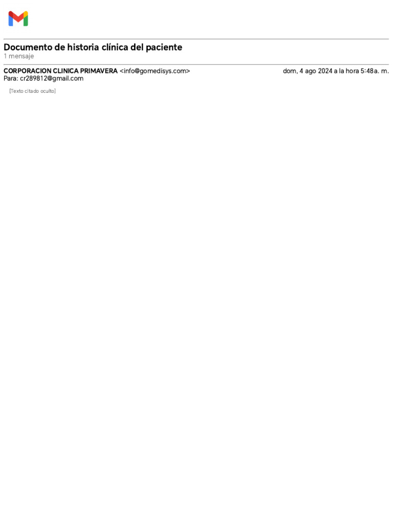 Gmail - Documento de Historia Clínica Del Paciente | PDF