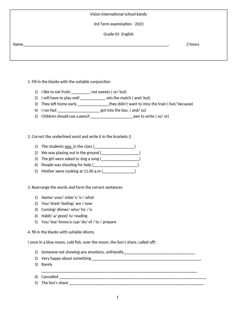 Grade 5 English | PDF | Syntax | Languages