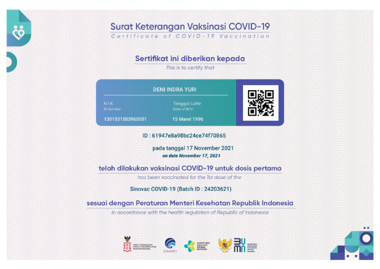 Certificate vaksin deni | PDF