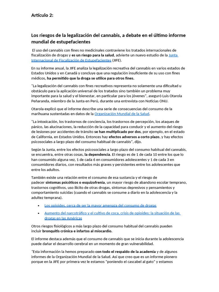Artículo 2 | PDF | Cannabis (Droga) | Cannabis medicinal