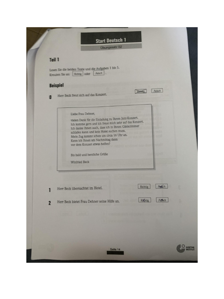 Đề Lesen - Schreiben - A1 | PDF