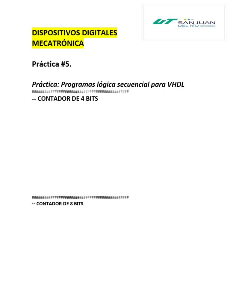 VHDL Sequential Logic Programs | PDF | Computers