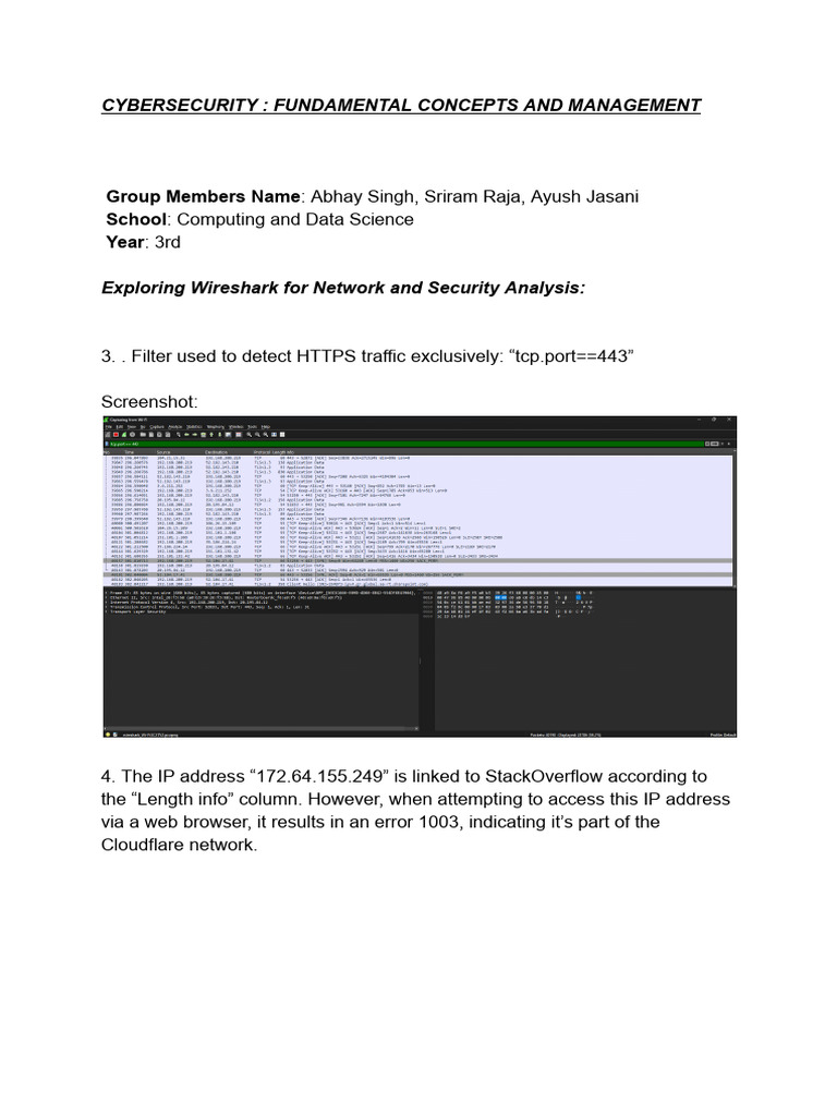 Cybersecurity Wireshark Analysis Assignment | PDF