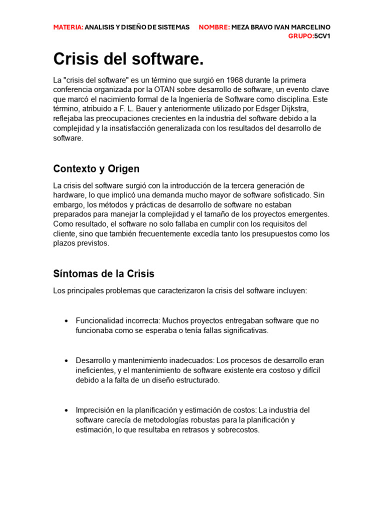 Crisis Del Software | PDF | Software | Ingeniería de software