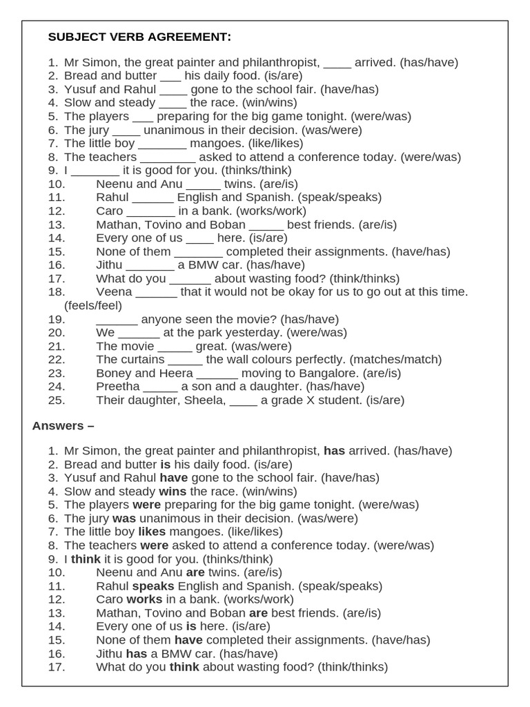 Subject Verb Agreement | PDF | Linguistics