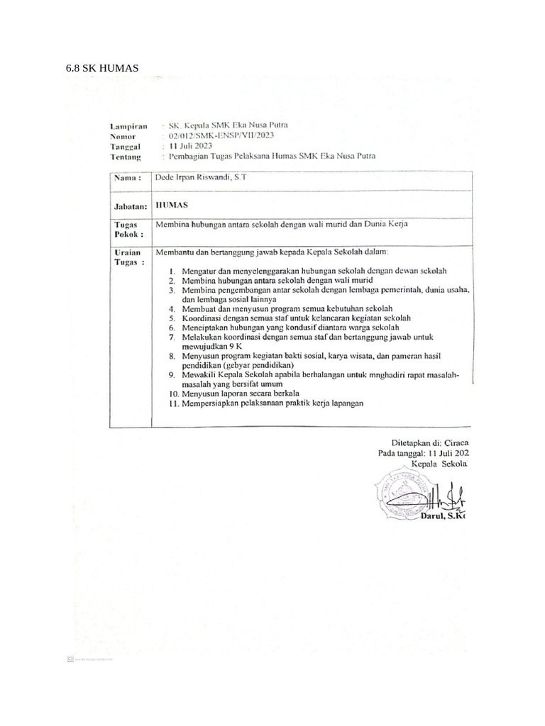 Contoh SK Humas | PDF