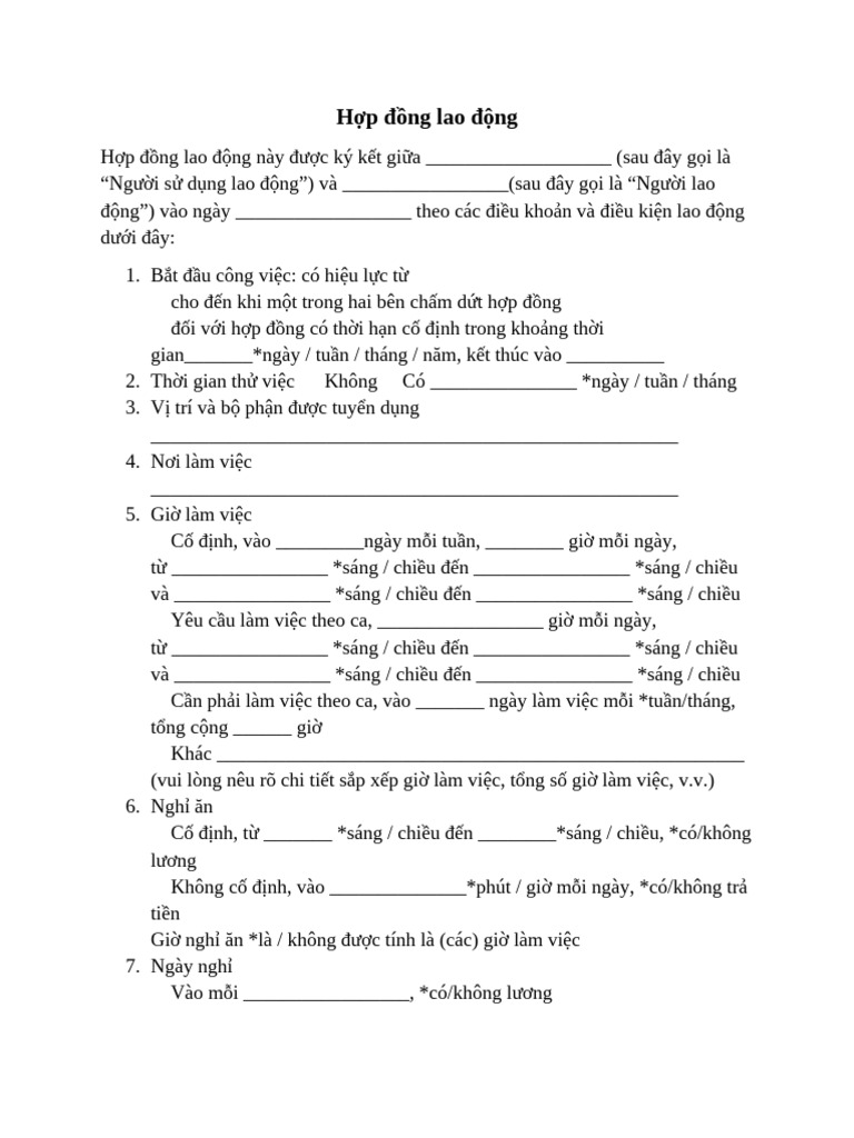 Bai Hop Dong Lao Dong | PDF