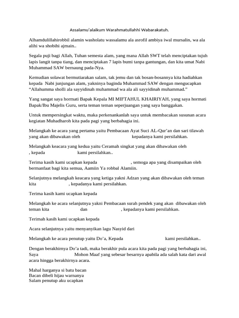 Naskah Protokol Muhadharoh | PDF