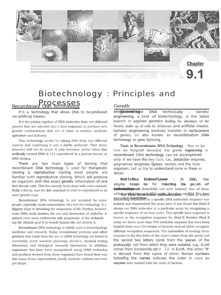Biotechnology Principles and Processes | PDF | Recombinant Dna | Molecular Cloning