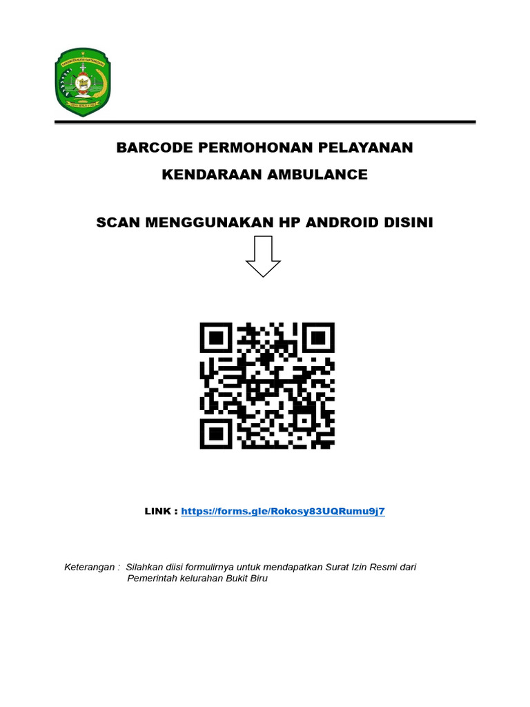 BARCODE Form.Permohonan Penggunaan Mobil Ambulance | PDF