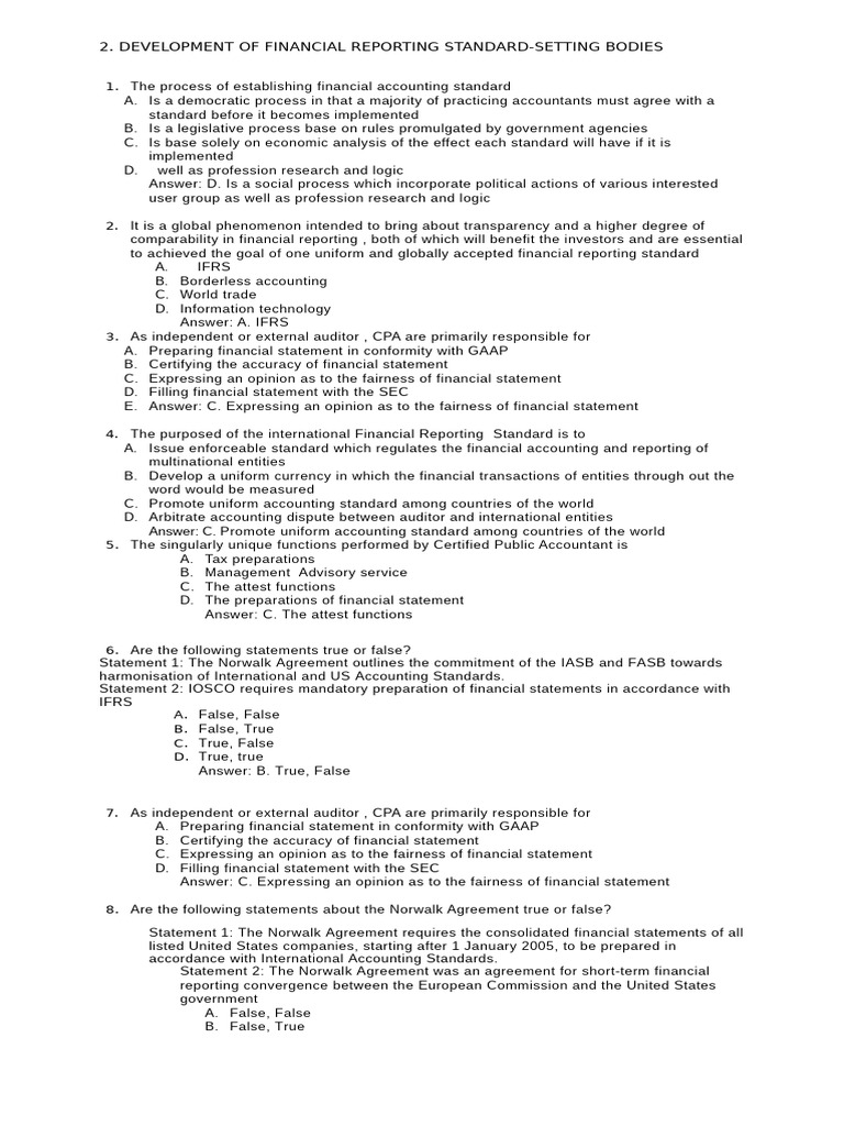 DEVELOPMENT OF FINANCIAL REPORTING STANDARD-SETTING BODIES | PDF ...