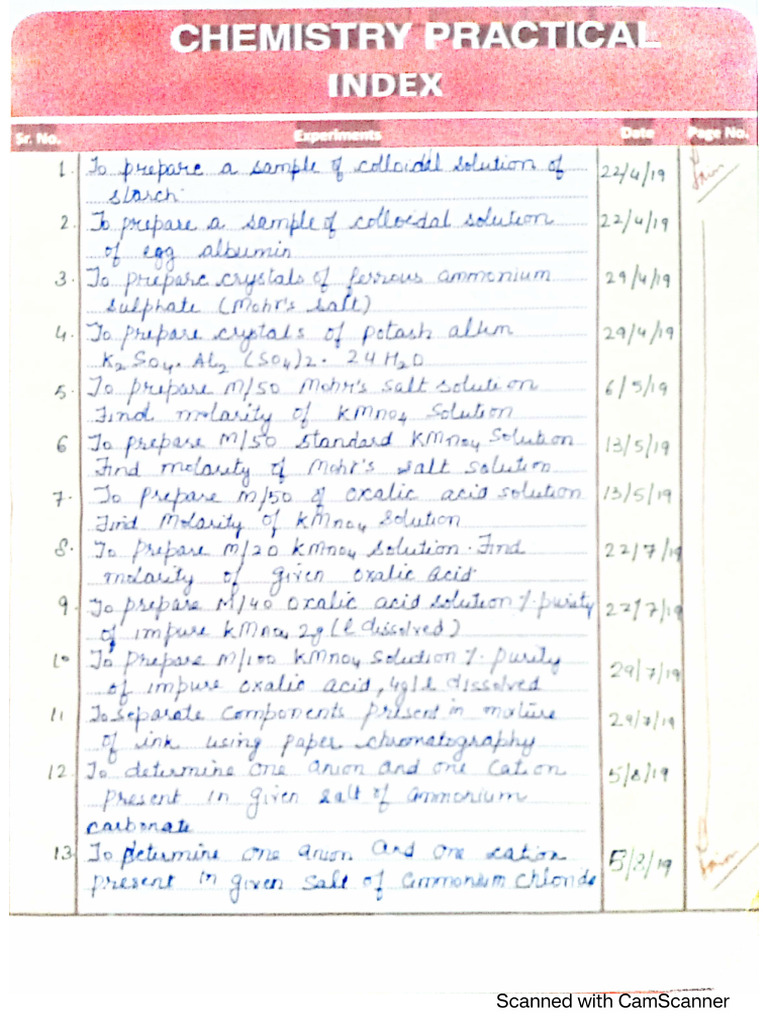 Chemistry Practical Record | PDF