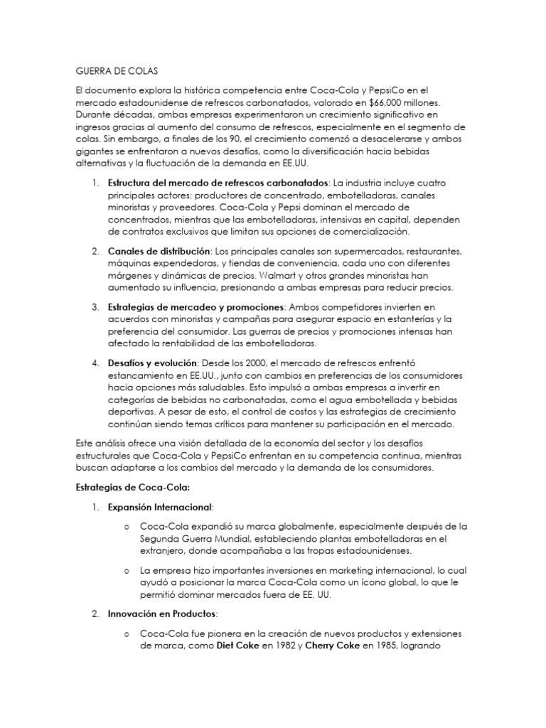 Competencia Histórica Coca-Cola vs Pepsi | PDF | Coca Cola | Pepsi