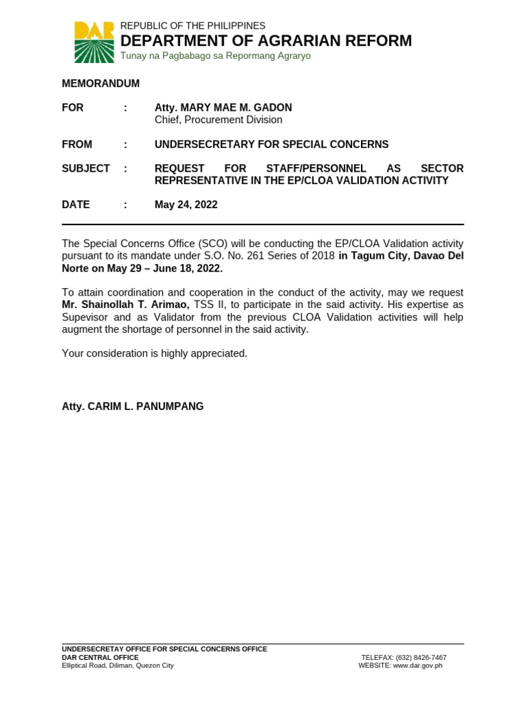 Memorandum Procurement | PDF | Business | Science & Mathematics