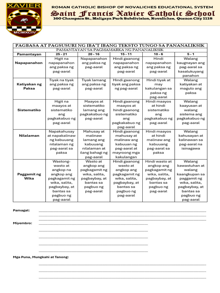 Pamantayan Sa Pananaliksik | PDF
