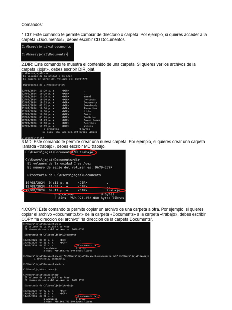 Comandos Esenciales de CMD en Windows | PDF | Archivo de computadora ...