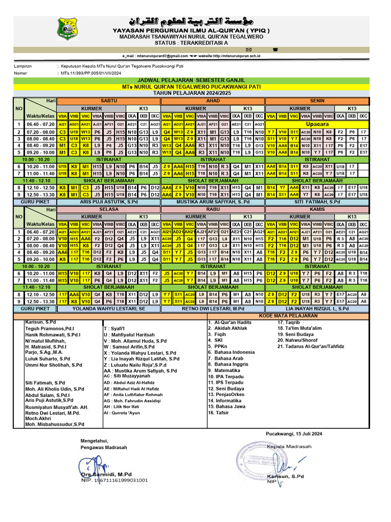 Jadwal KBM 2024-2025 Revisix | PDF