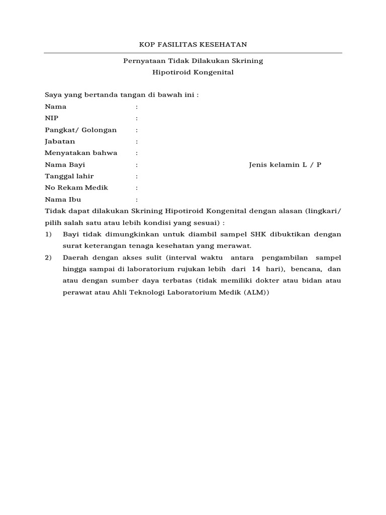 Skrening Hipo TDK Setuju | PDF