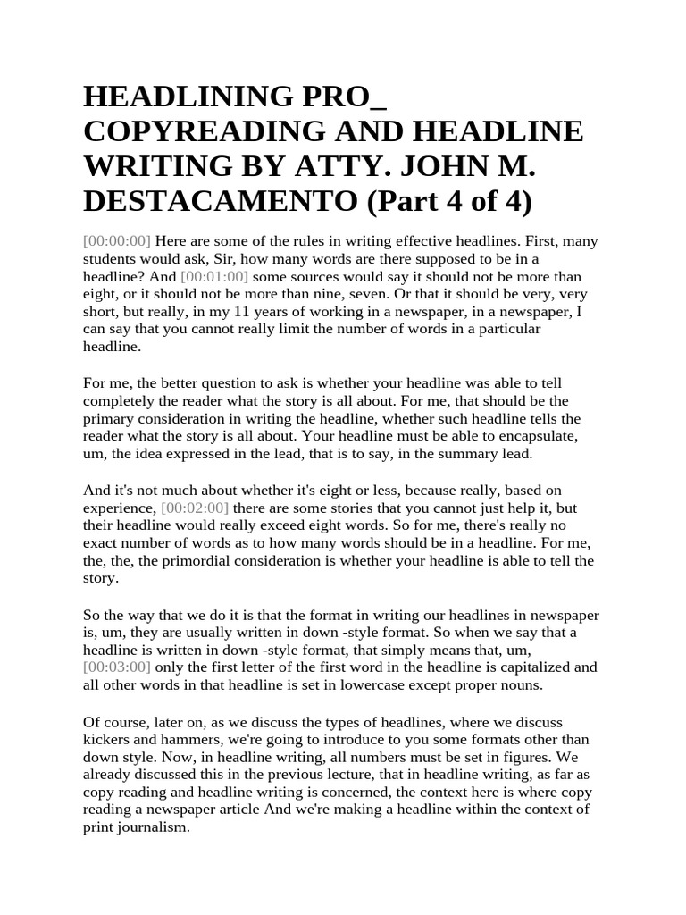 Effective Headline Writing Techniques | PDF | Verb | Grammatical Tense