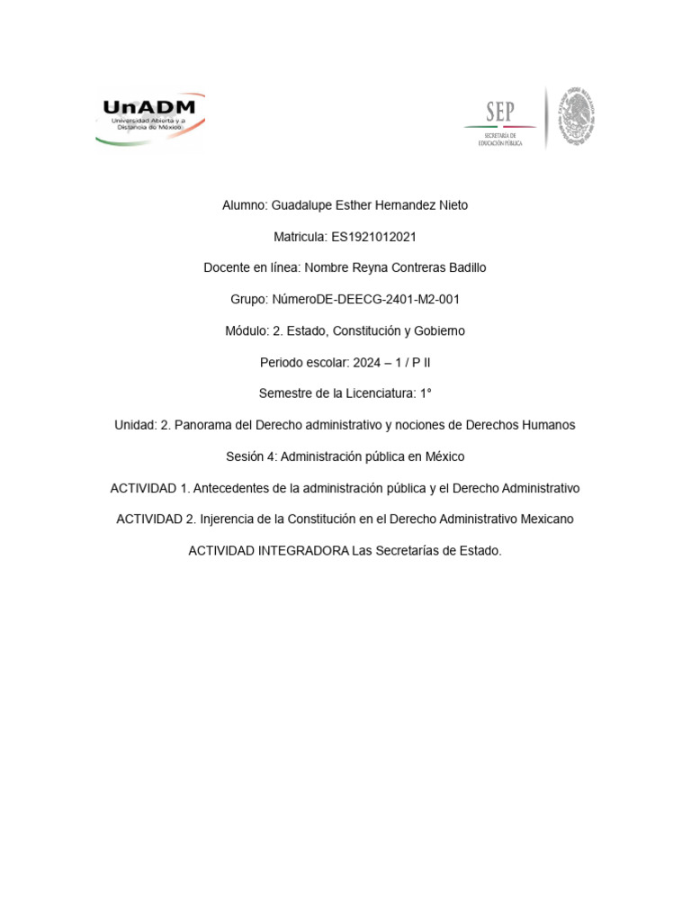 M02 U2 S4 Guhn | PDF | Administración Pública | México