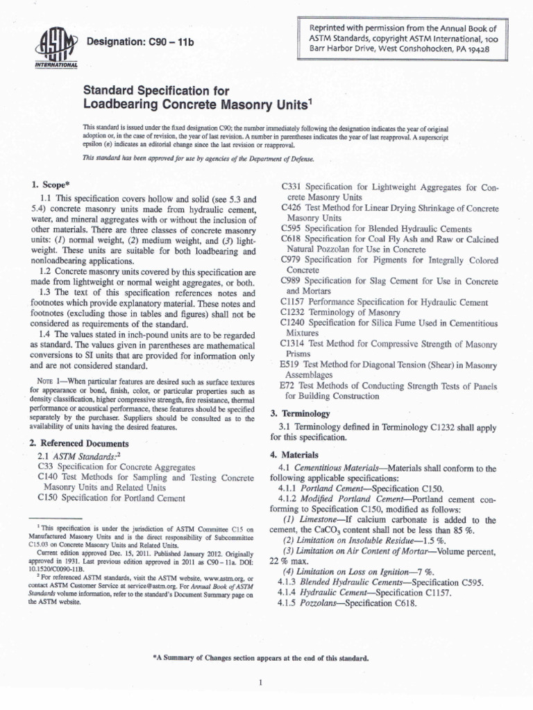 ASTM C90 11b | PDF