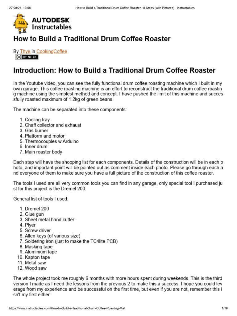 Build Your Own Drum Coffee Roaster | PDF