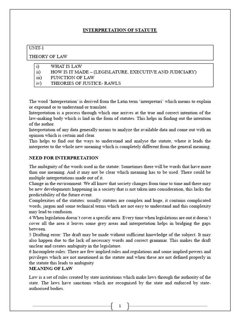 Interpretation of Statute | PDF | John Rawls | Jurisprudence
