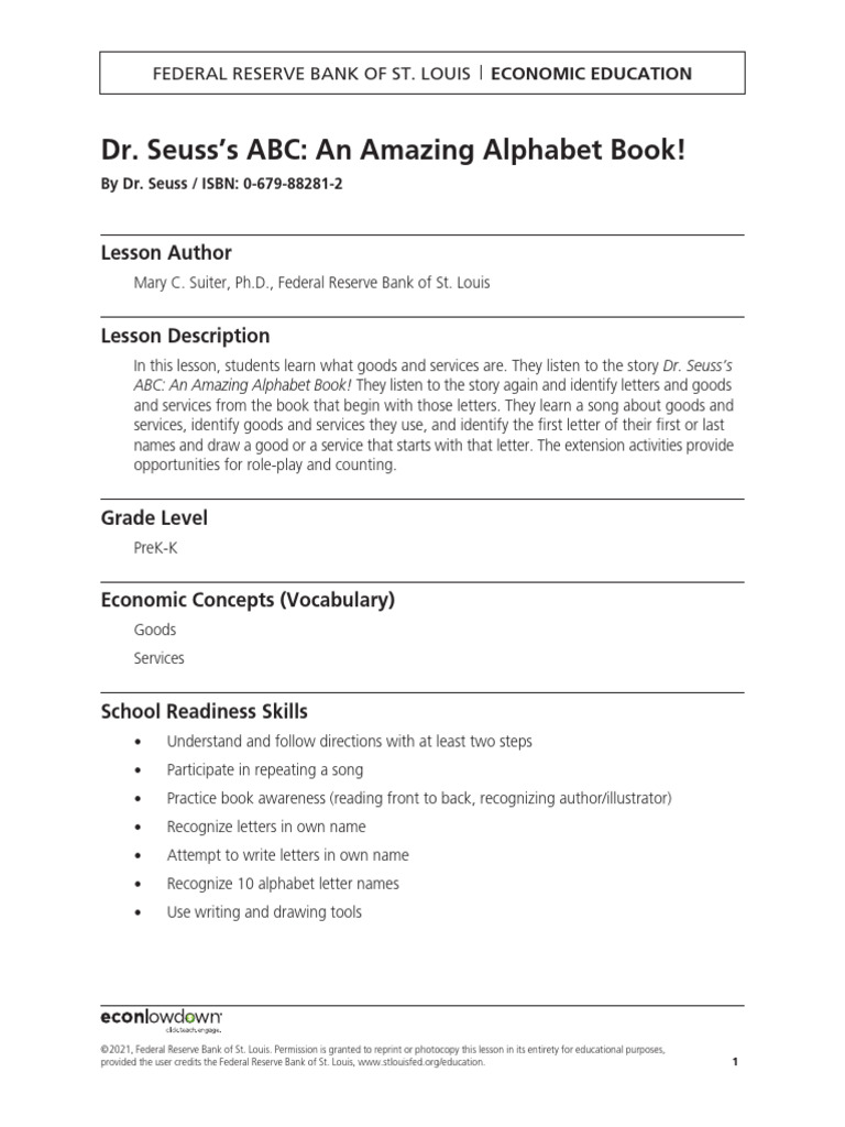 DR Seuss ABC Lesson | PDF | Wellness