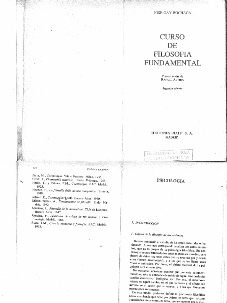 Bochaca, J.G. - Curso de Filosofía Fundamental (Psicología-Conocimiento) | PDF