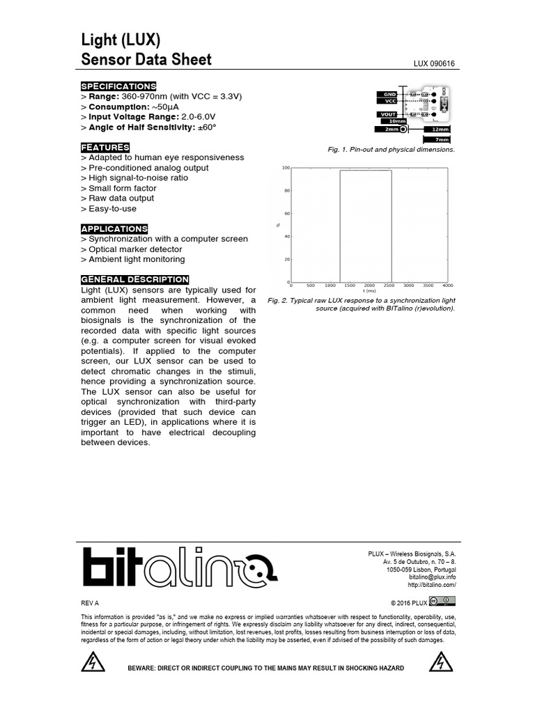 Revolution Lux Sensor Datasheet | PDF | Electrical Connector | Sensor