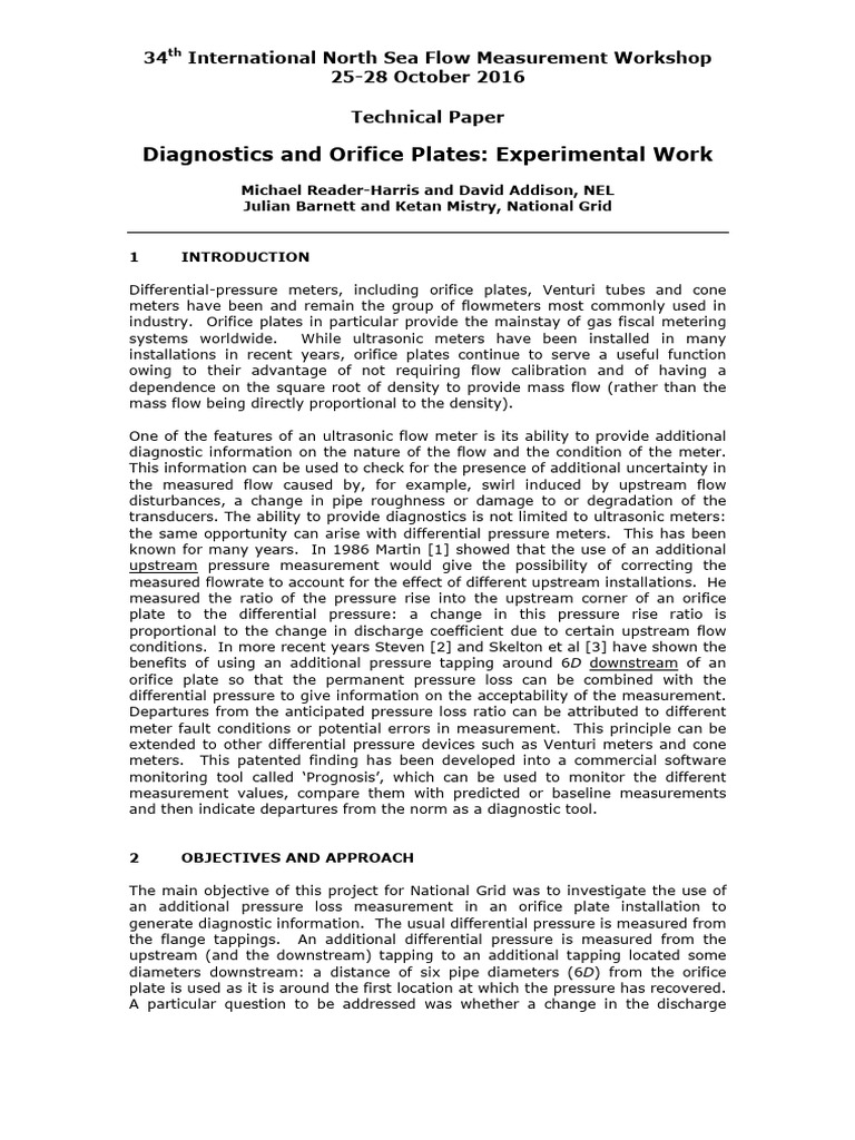 Orifice Plate Diagnostics in Flow Measurement | PDF | Flow Measurement ...