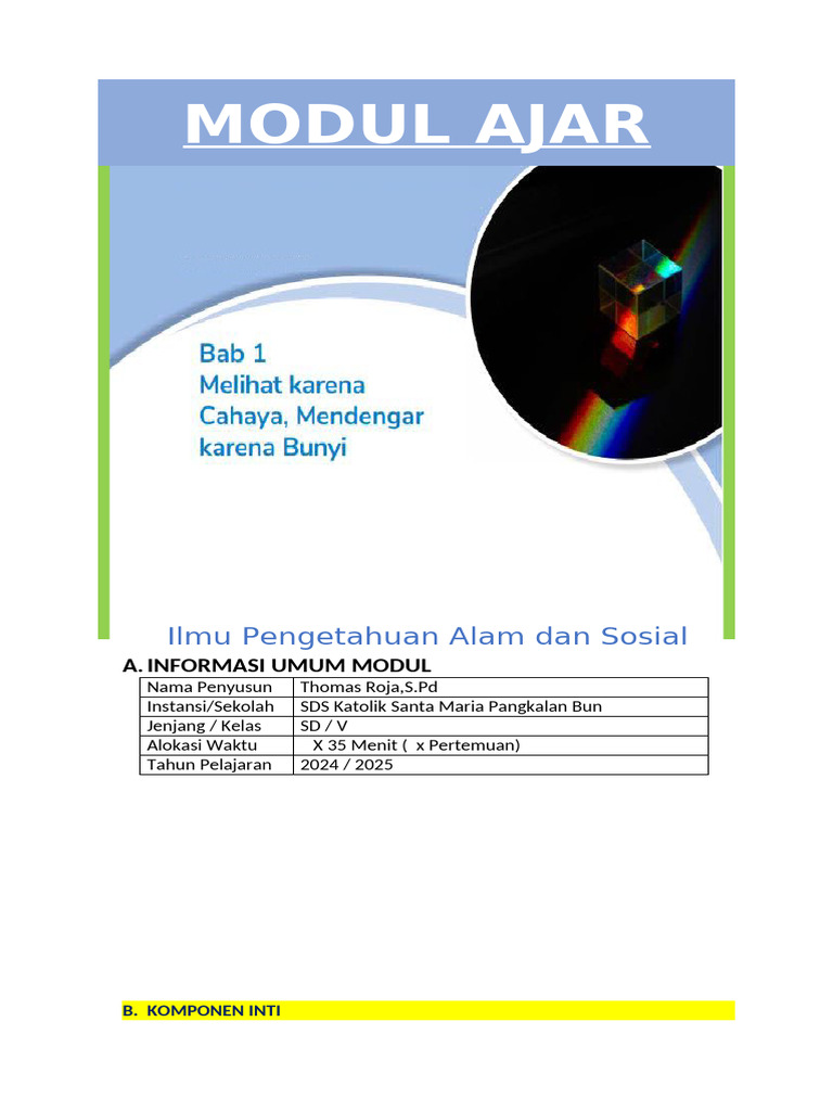 Modul Ajar IPAS Kls 5 Bab 1 | PDF