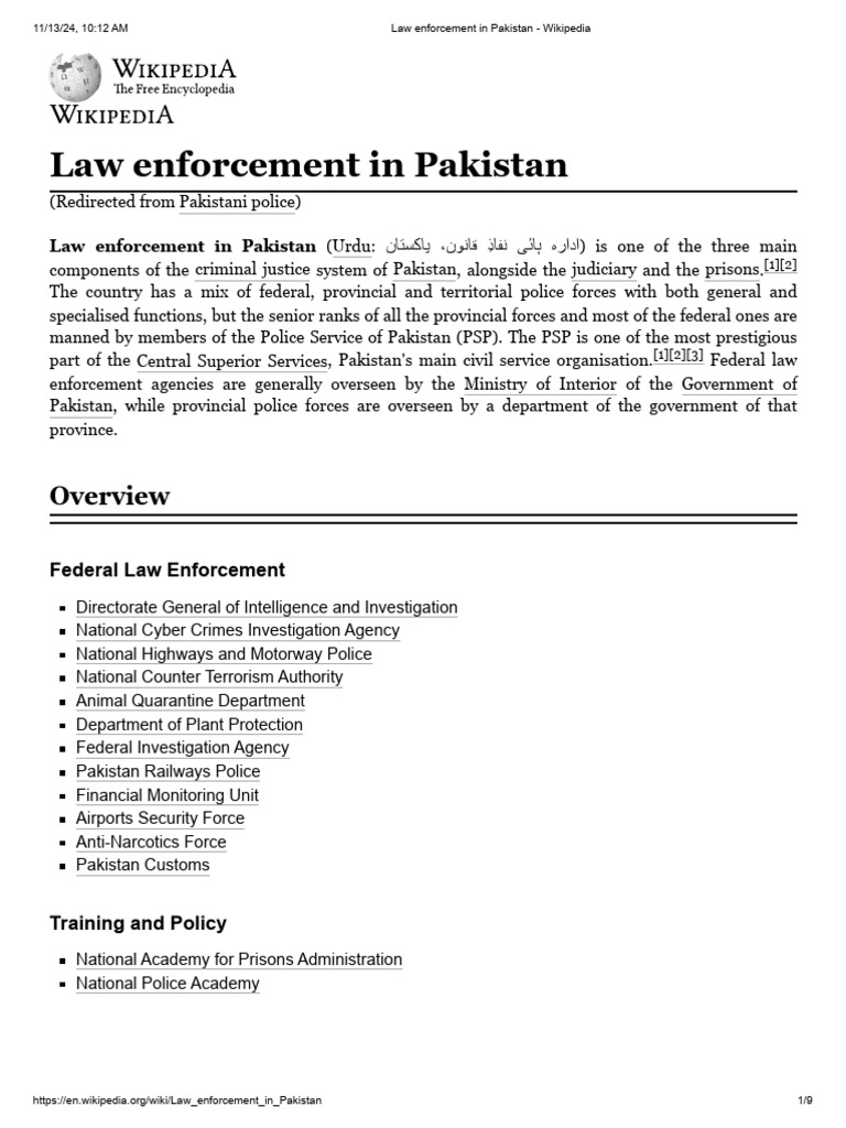 Overview of Police Forces in Pakistan | PDF | Criminal Law | Emergency ...