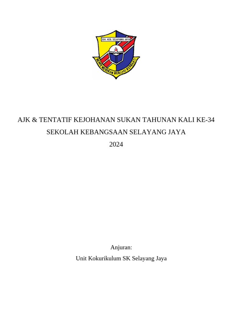 Ajk & Tentatif Kejohanan Sukan Tahunan Kali Ke-34 | PDF
