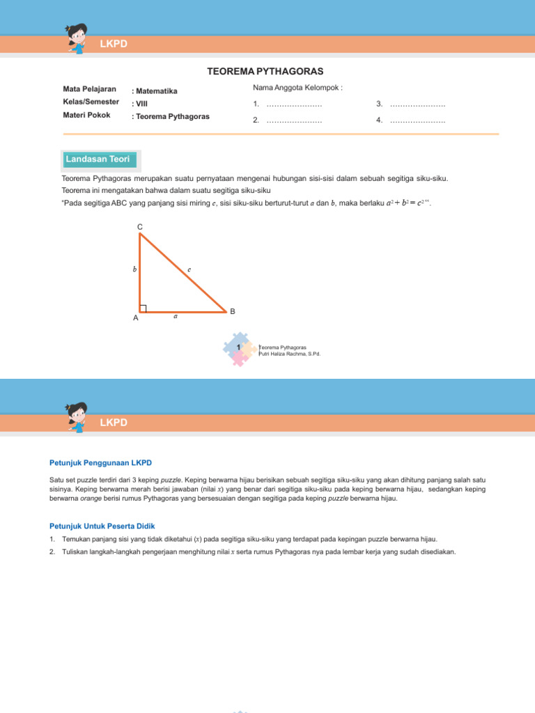 LKPD - Teorema Pythagoras | PDF