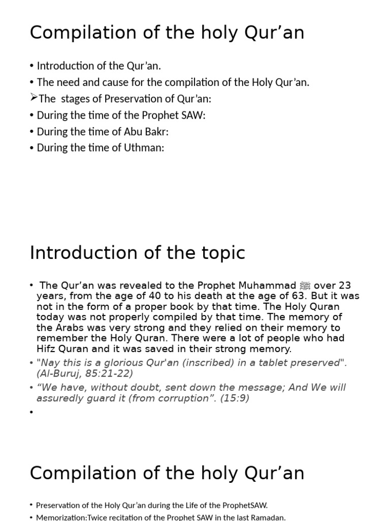 Compilation of Quran, Lec 4 | PDF | Quran | Islam