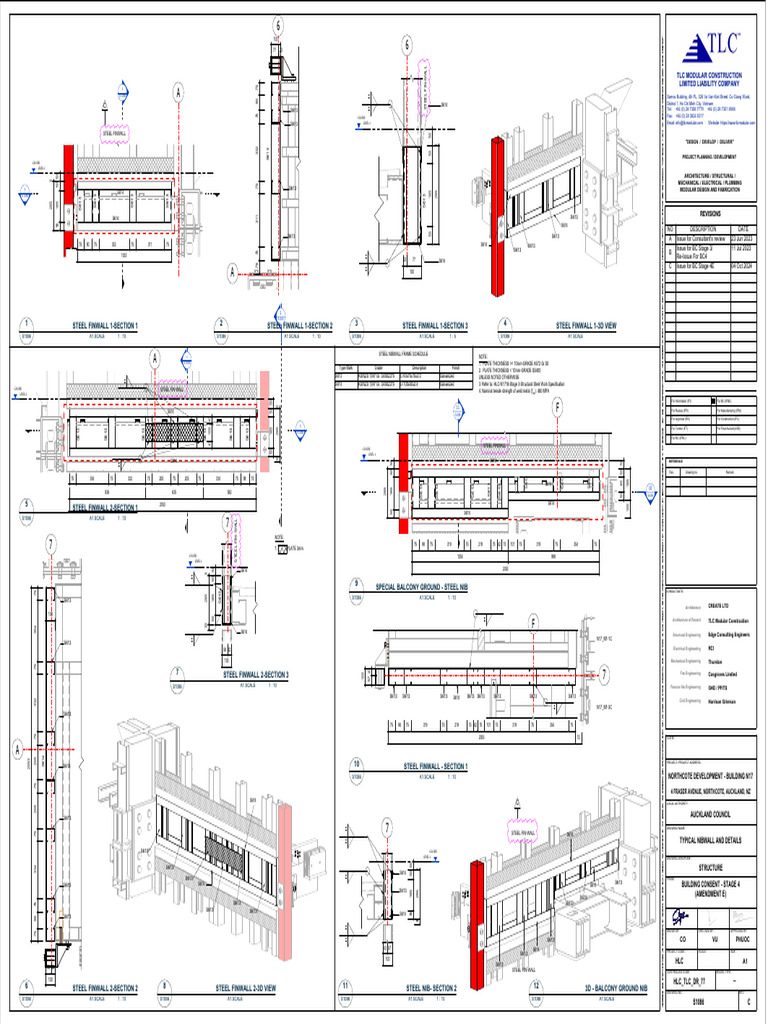 HLC - TLC - DR - 77-S1086-TYPICAL NIBWALL AND DETAILS-Rev-C | PDF