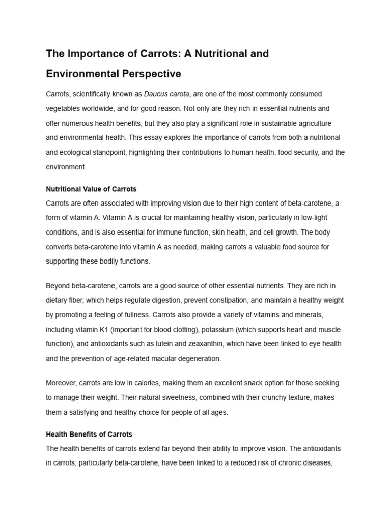 Nutritional and Environmental Benefits of Carrots | PDF | Agriculture ...
