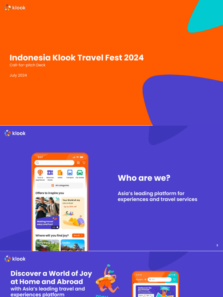 Indonesia Klook Travel Fest 2024 - Call for Pitch Deck | PDF | Thailand