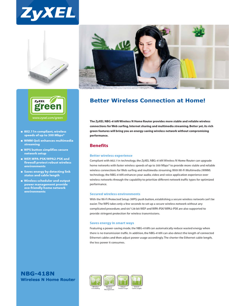 Zyxel NBG 418N | PDF | Wi Fi | Computer Network