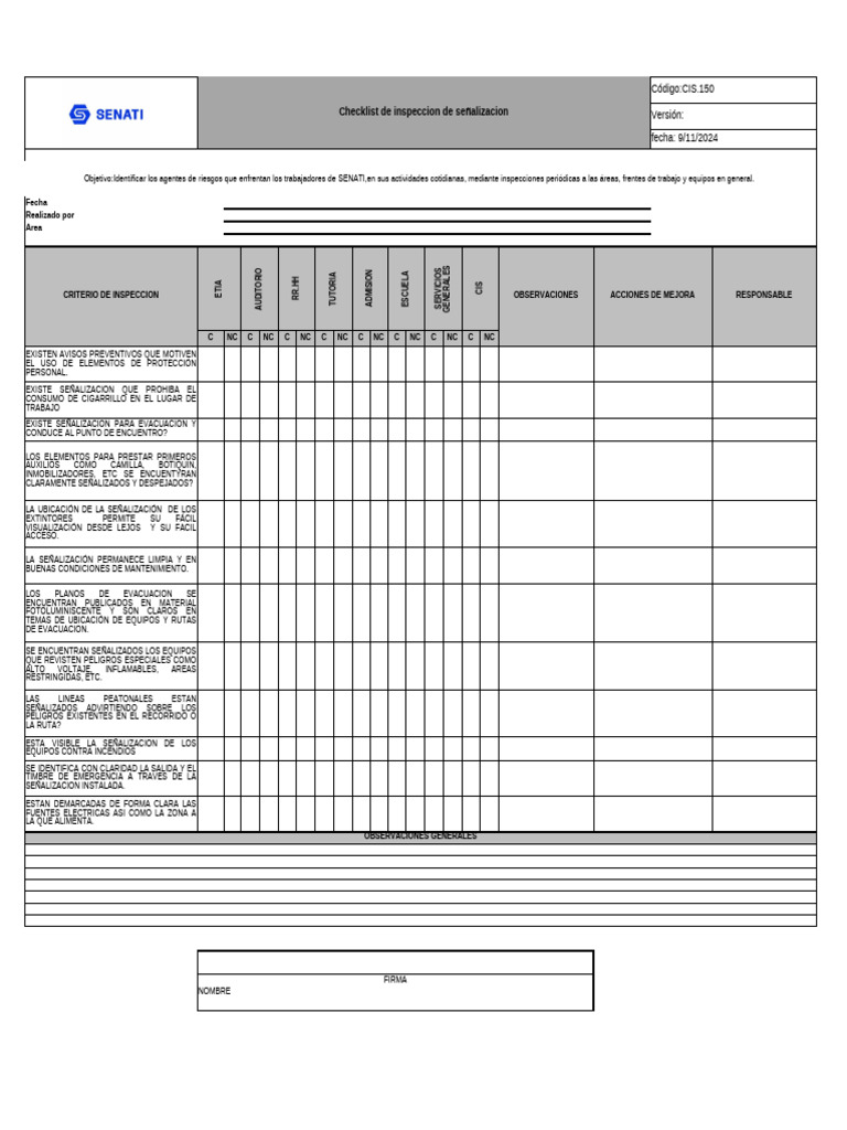 Checklist Señalizacion 1 | PDF
