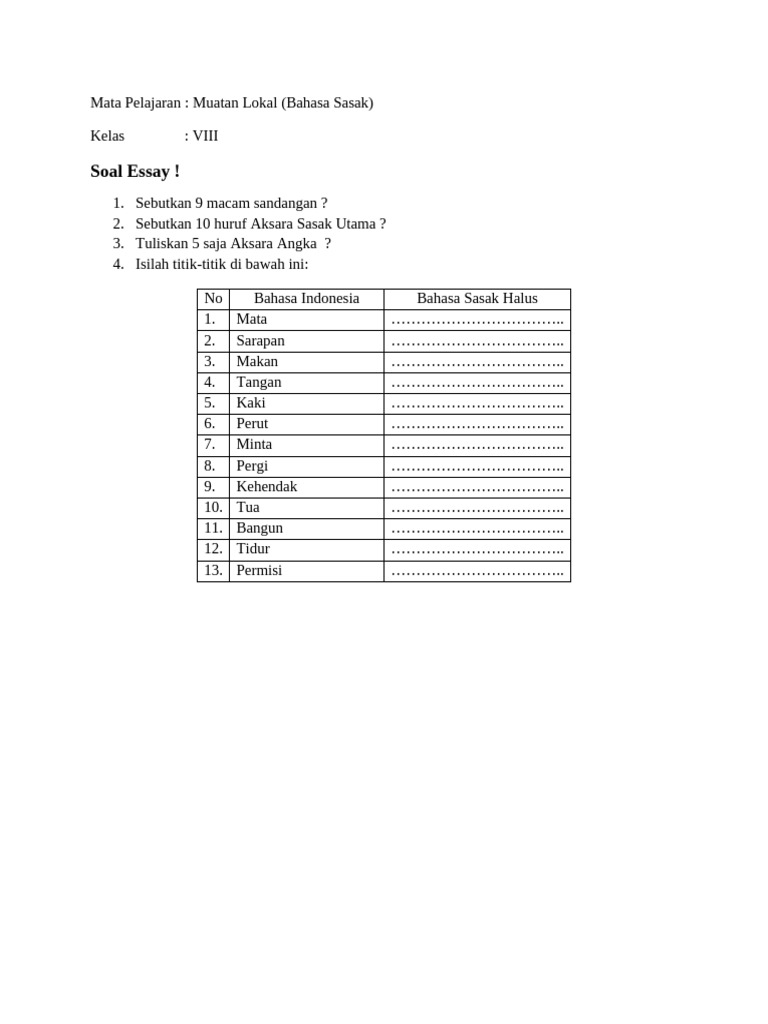 Soal Essay | PDF