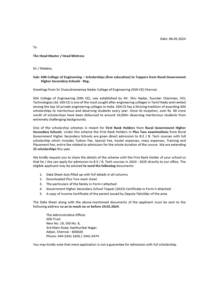 Main Letter, 2024 | PDF | Educational Stages