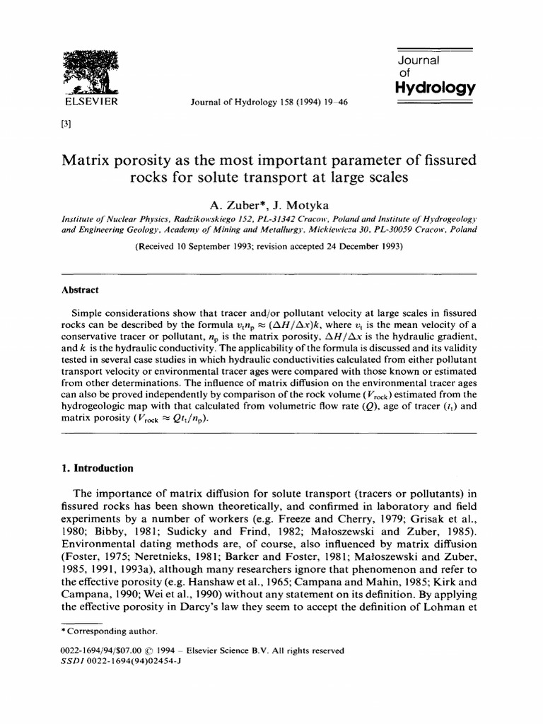 Large scale flow system hydrology | PDF | Porosity | Diffusion