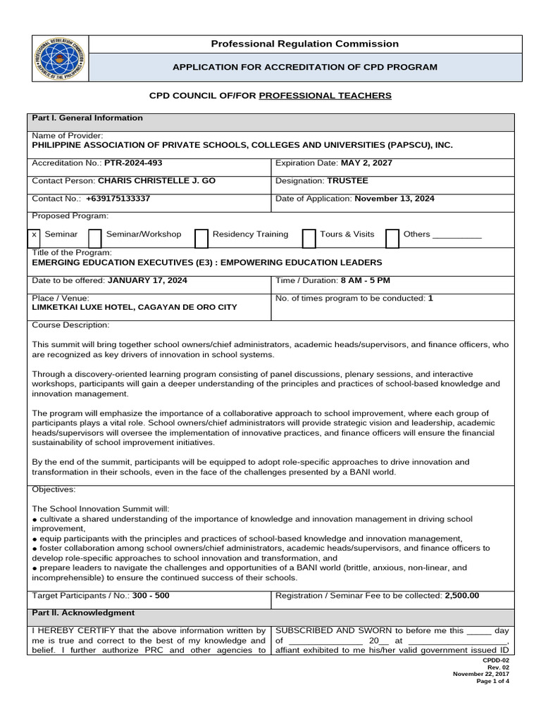 Cpdd-02 Rev 03 CPD Program | PDF | Professional Development